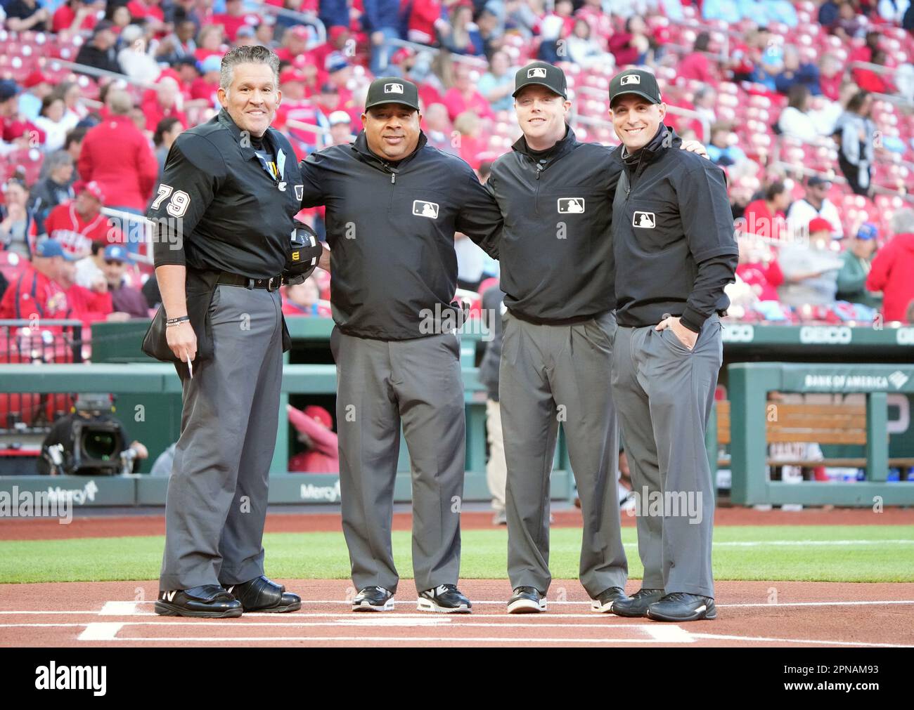 St. Louis, United States. 17th Apr, 2023. Major League umpire crew (L ...