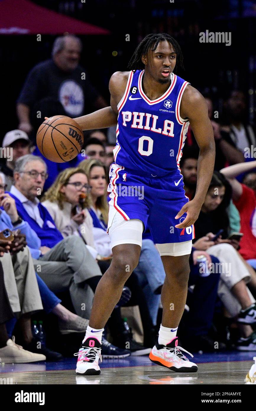 Philadelphia 76ers' Tyrese Maxey in action during Game 2 in the first ...