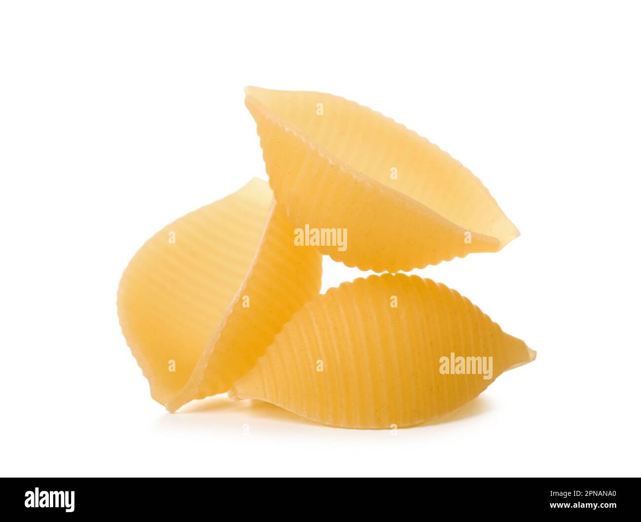 Raw conchiglie pasta isolated on white background Stock Photo - Alamy