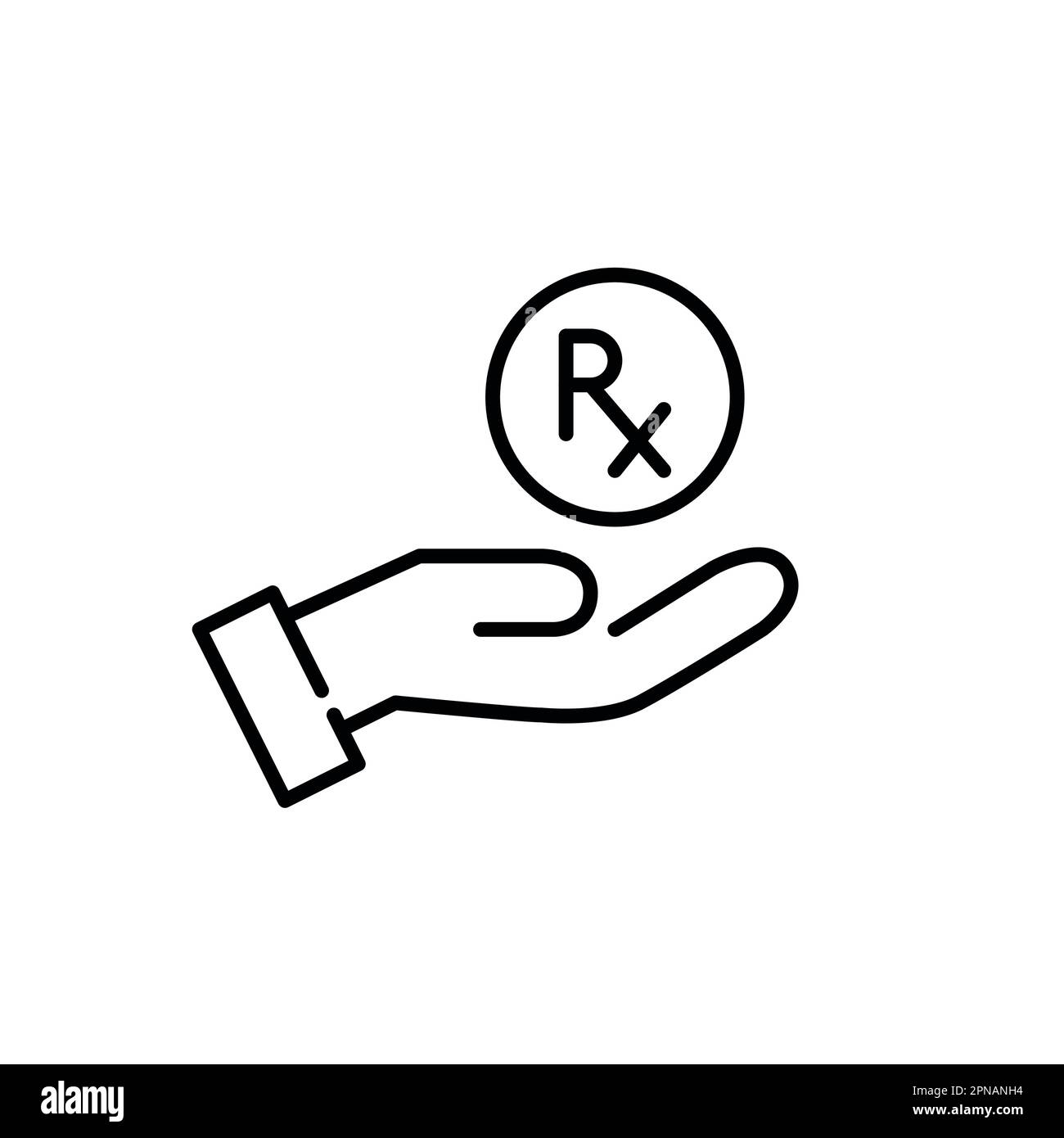 Prescription drug symbol in hand. Pixel perfect, editable stroke icon ...