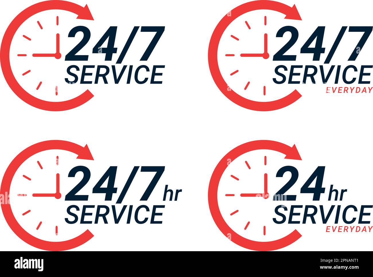 24 hours service everyday clock with arrow icon Stock Vector Image ...
