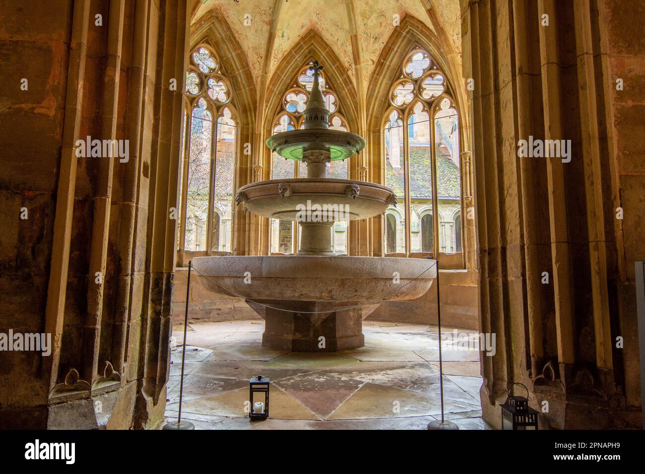 Maulbronn monastery, Germany, December 2022, fountain house in day ...