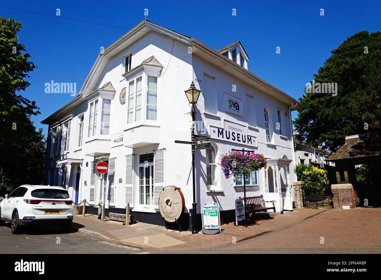 View of the Sidmouth Museum along Church Street in the old town ...