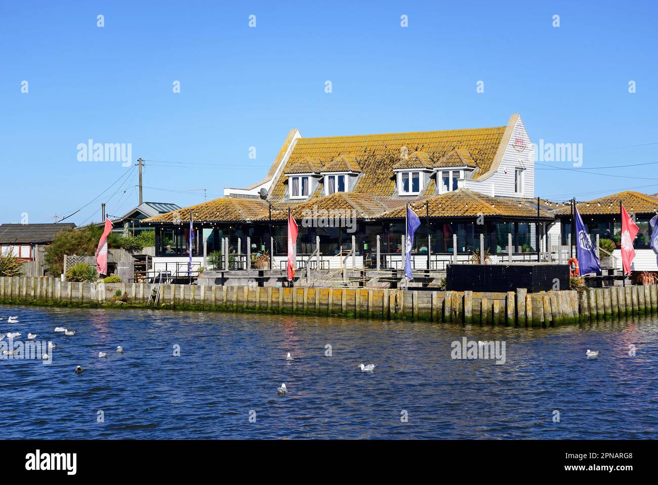View of the Rise riverside restaurant in the town near the harbour ...