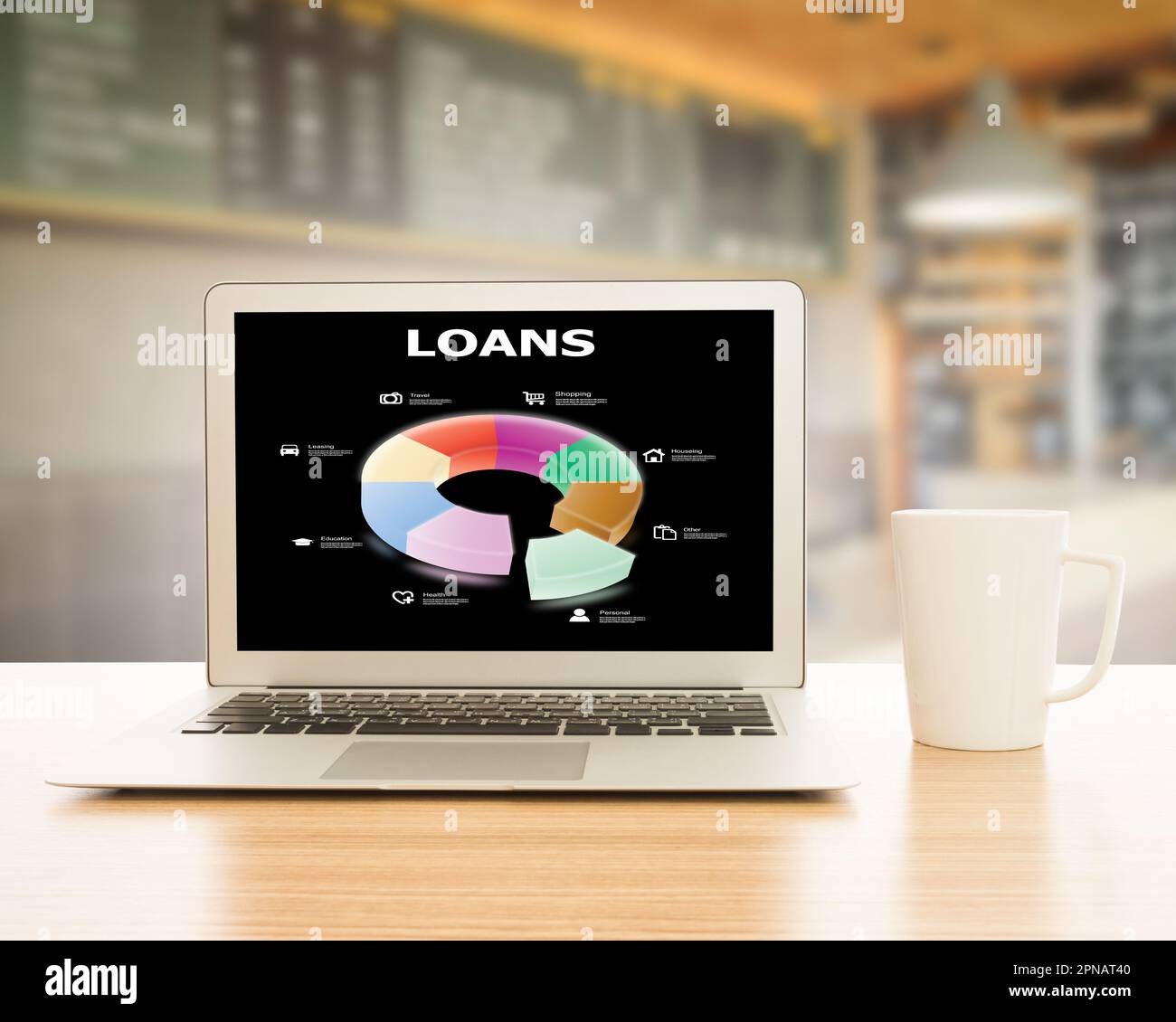 Infographics circle loan on laptop screen. The concept of a loan Stock ...