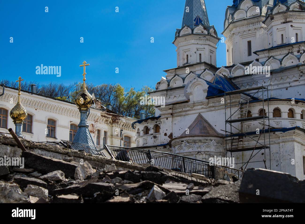 The Svyatohirsk Laura Monastery was damaged by shrapnel from the ...