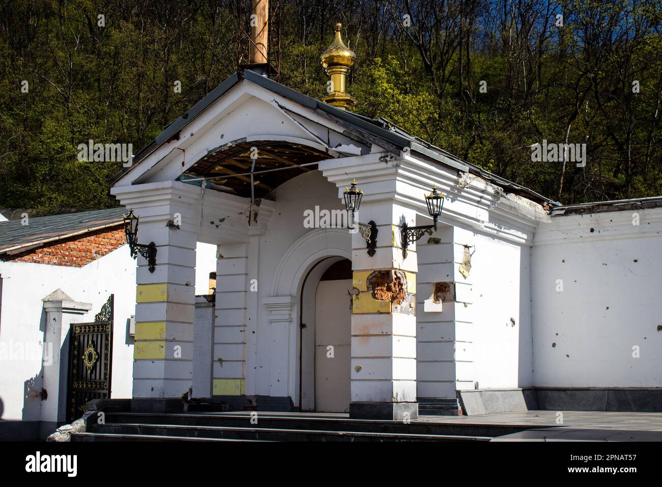 The Svyatohirsk Laura Monastery was damaged by shrapnel from the ...