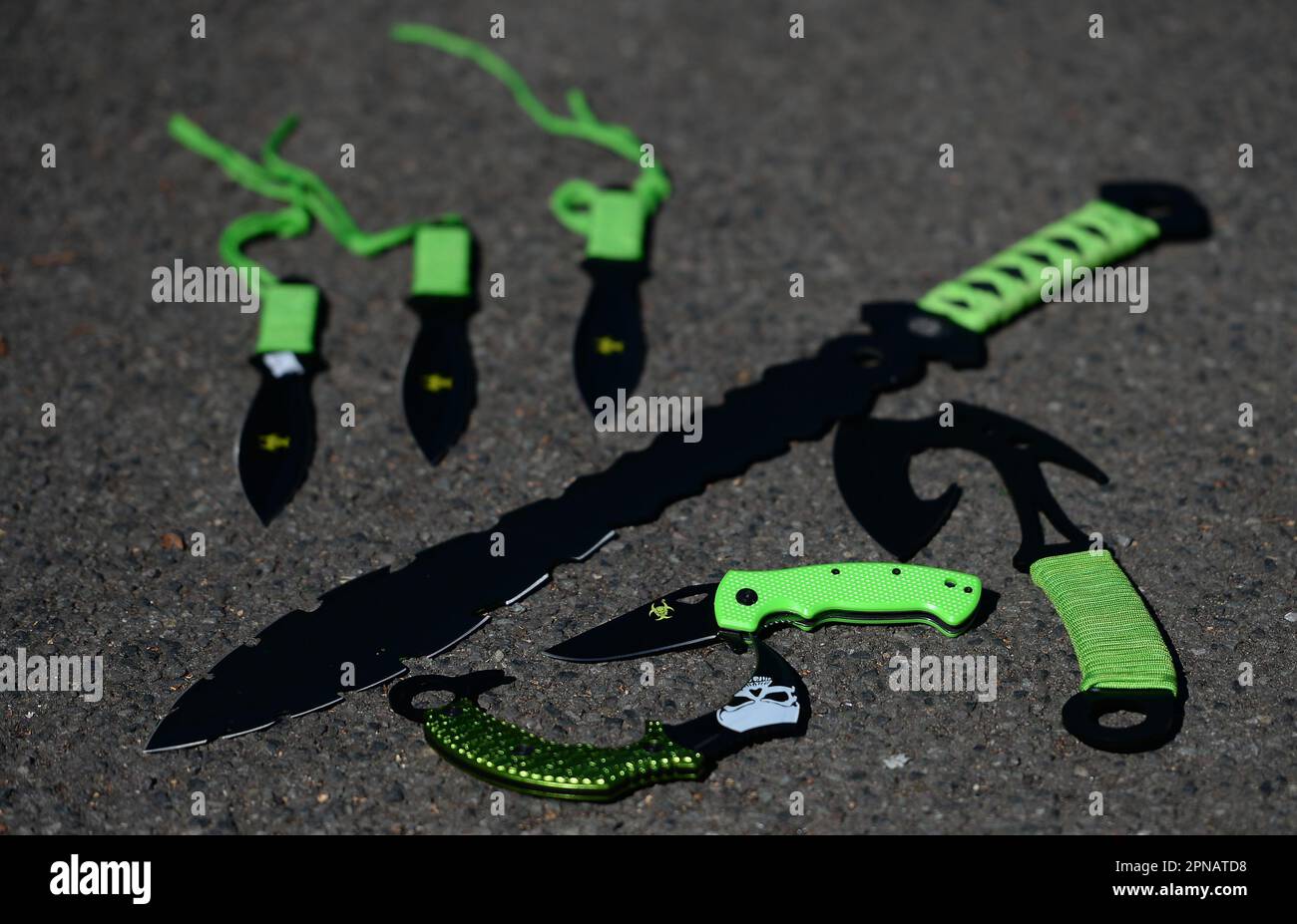File photo 12/08/16 of some examples of 'zombie knives' at a secure ...