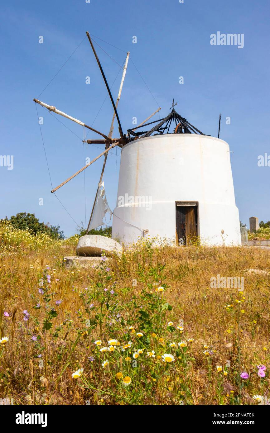 old traditional malpique windmill in albufeira algarve portugal Stock ...