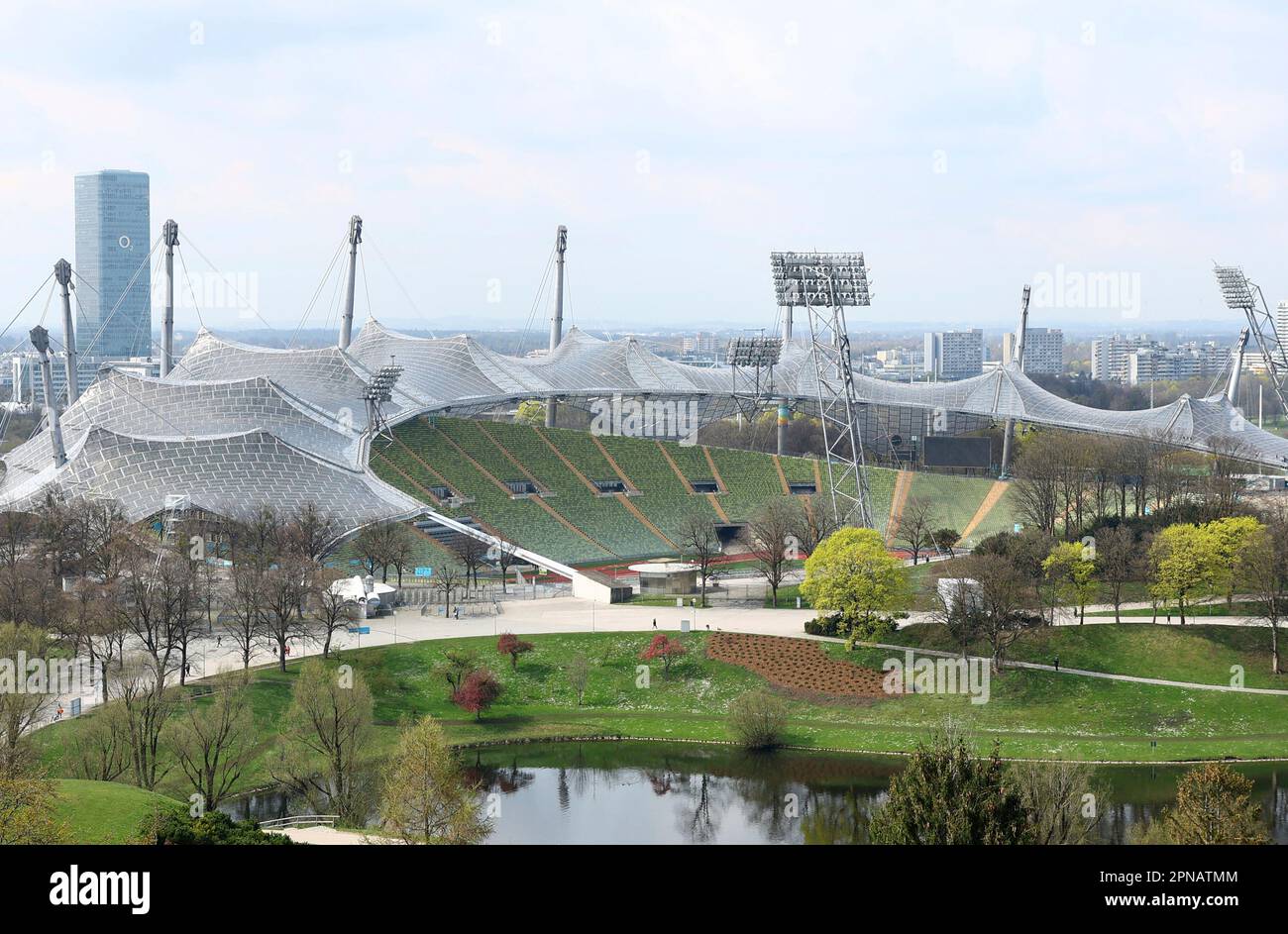 A photo shows Olympiapark (Olympic Park / OLYMPIASTADION) in Munich ...
