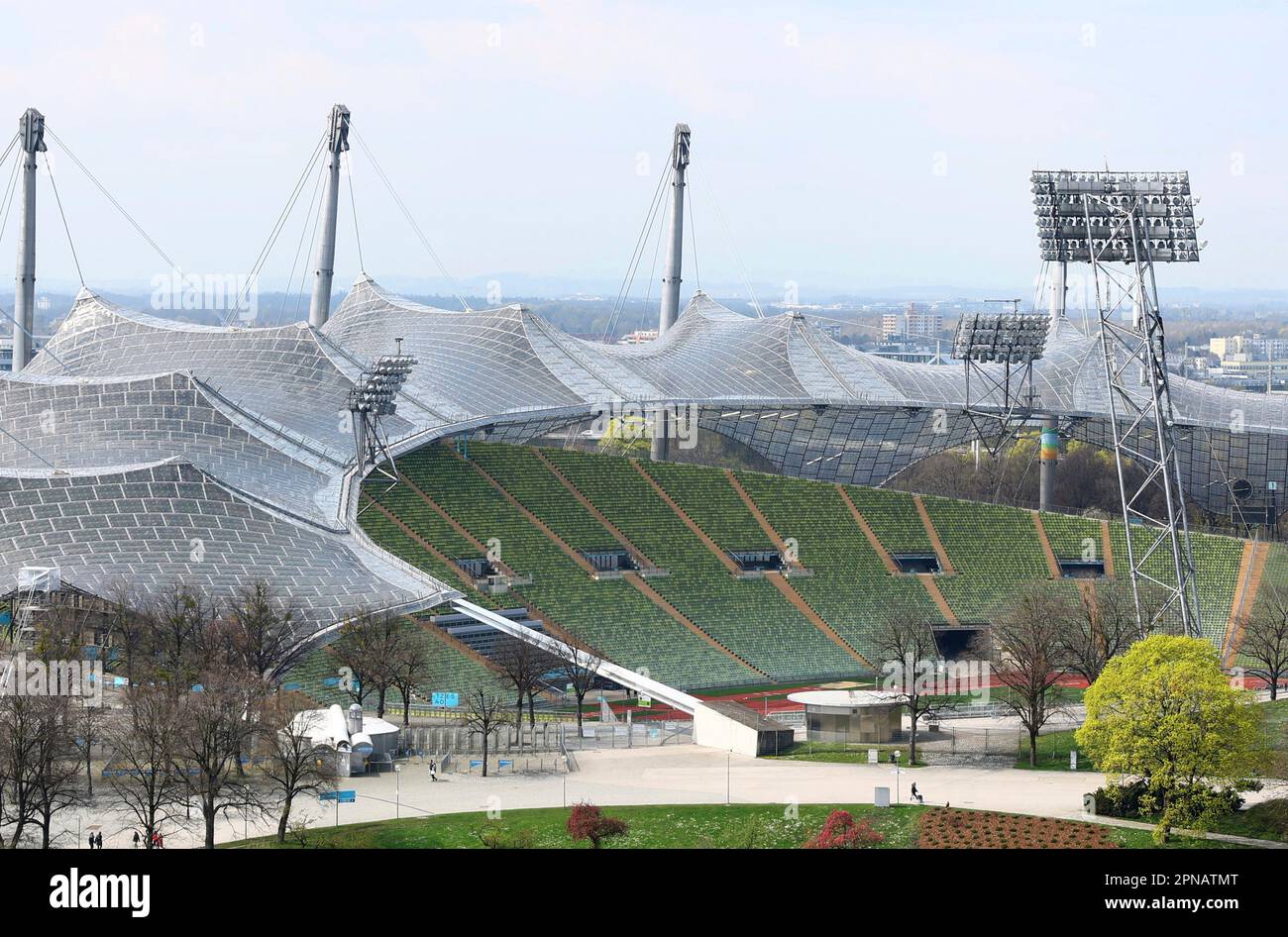 A photo shows Olympiapark (Olympic Park / OLYMPIASTADION) in Munich ...