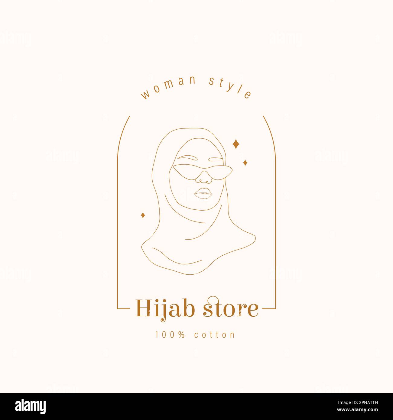 Hijab store logo. Abstract arabian woman in sunglasses. Hand drawn ...