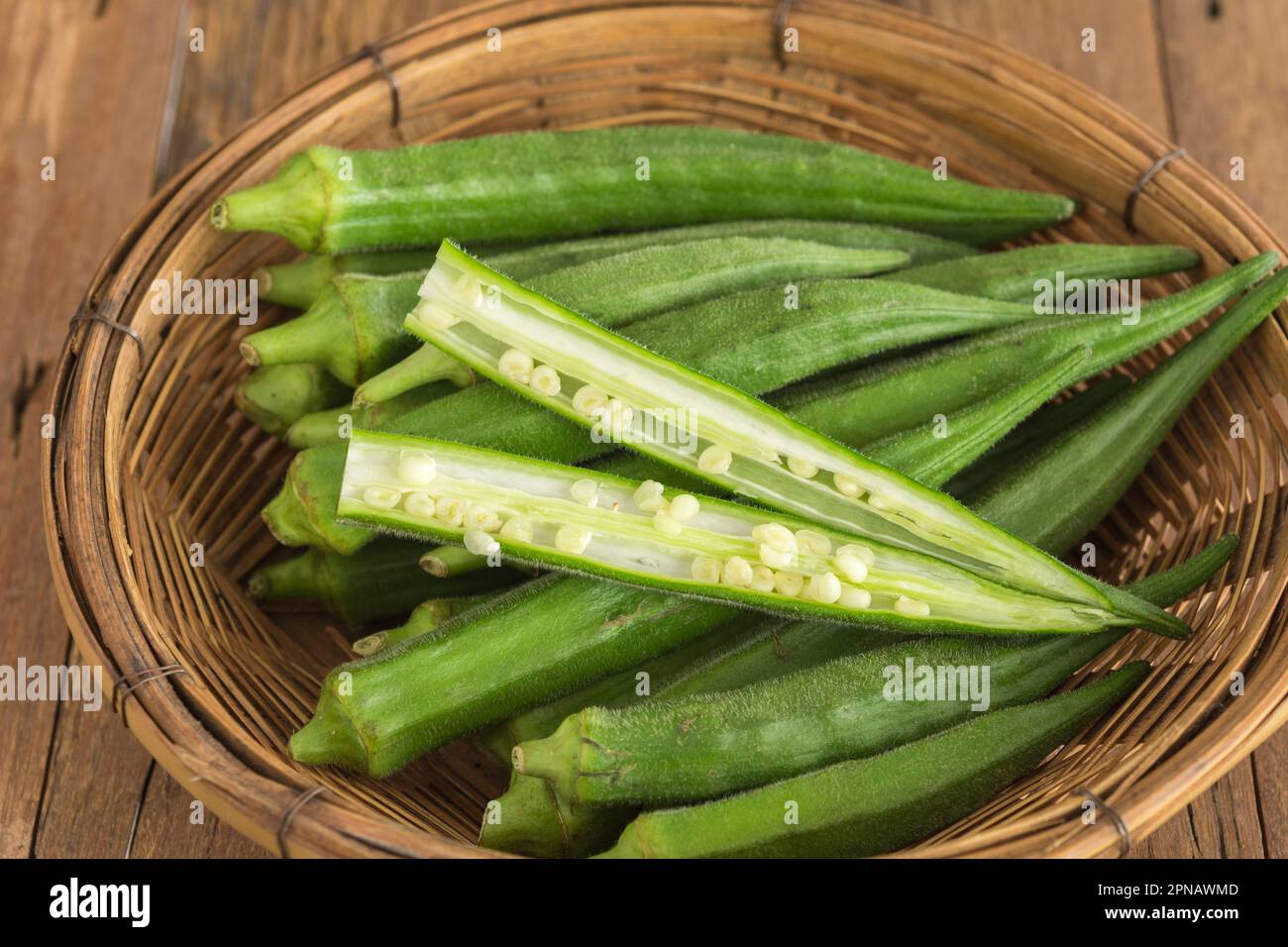 Okra, Lady's Finger, Bhindi and Bamies, Vegetables and herbs in Basket ...