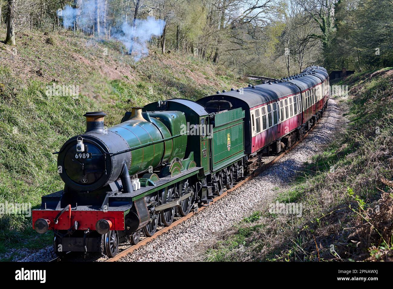 Wightwick Hall in steam at the Bluebell Railway Stock Photo - Alamy