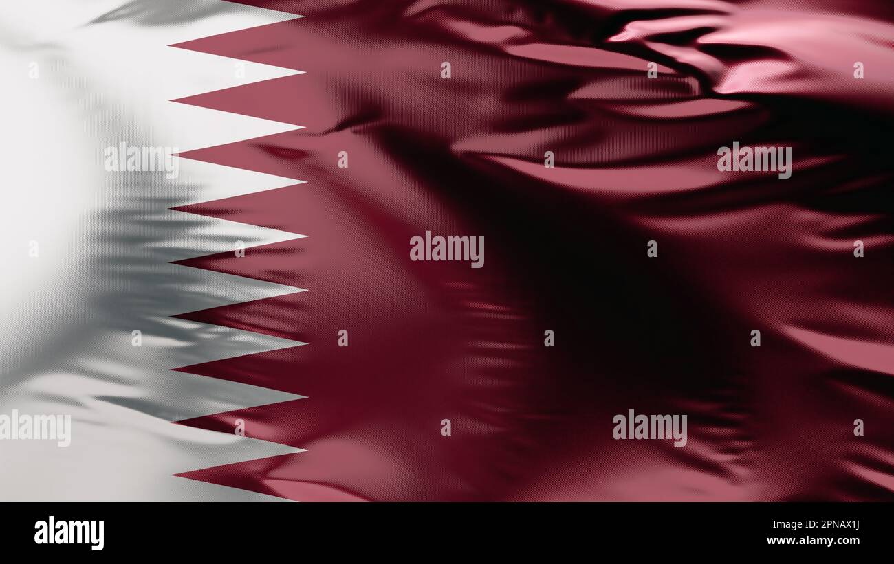 Flag of Qatar Waving in the wind, Qatar National flag wave, fabric ...
