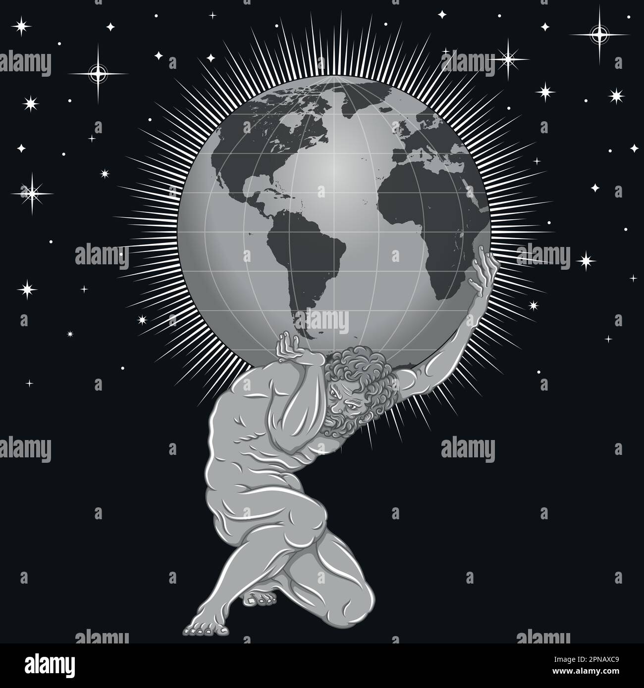 Vector design of titan Atlas holding planet earth on his shoulders ...