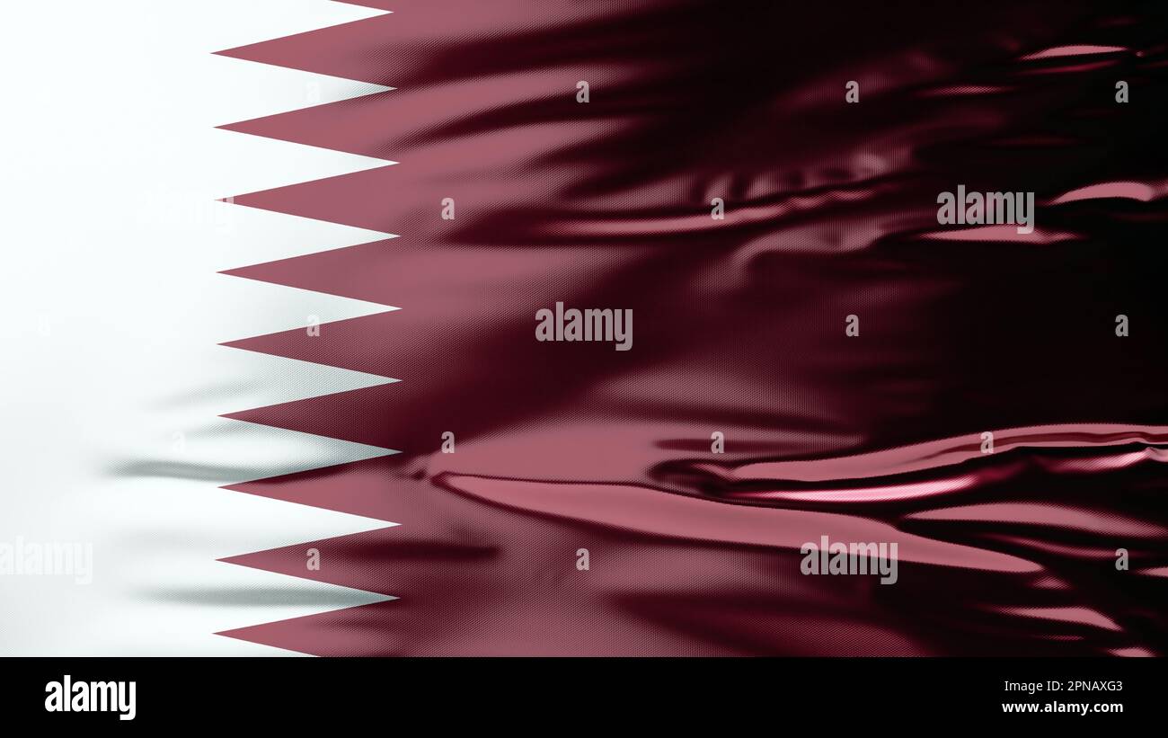 Flag of Qatar Waving in the wind, Qatar National flag wave, fabric ...