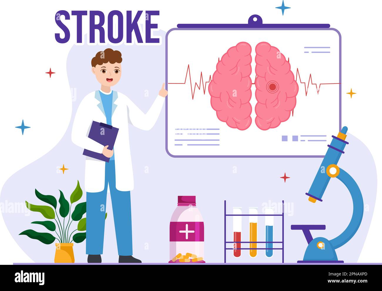 Human Brain Stroke Vector Illustration with Scientific Medical ...