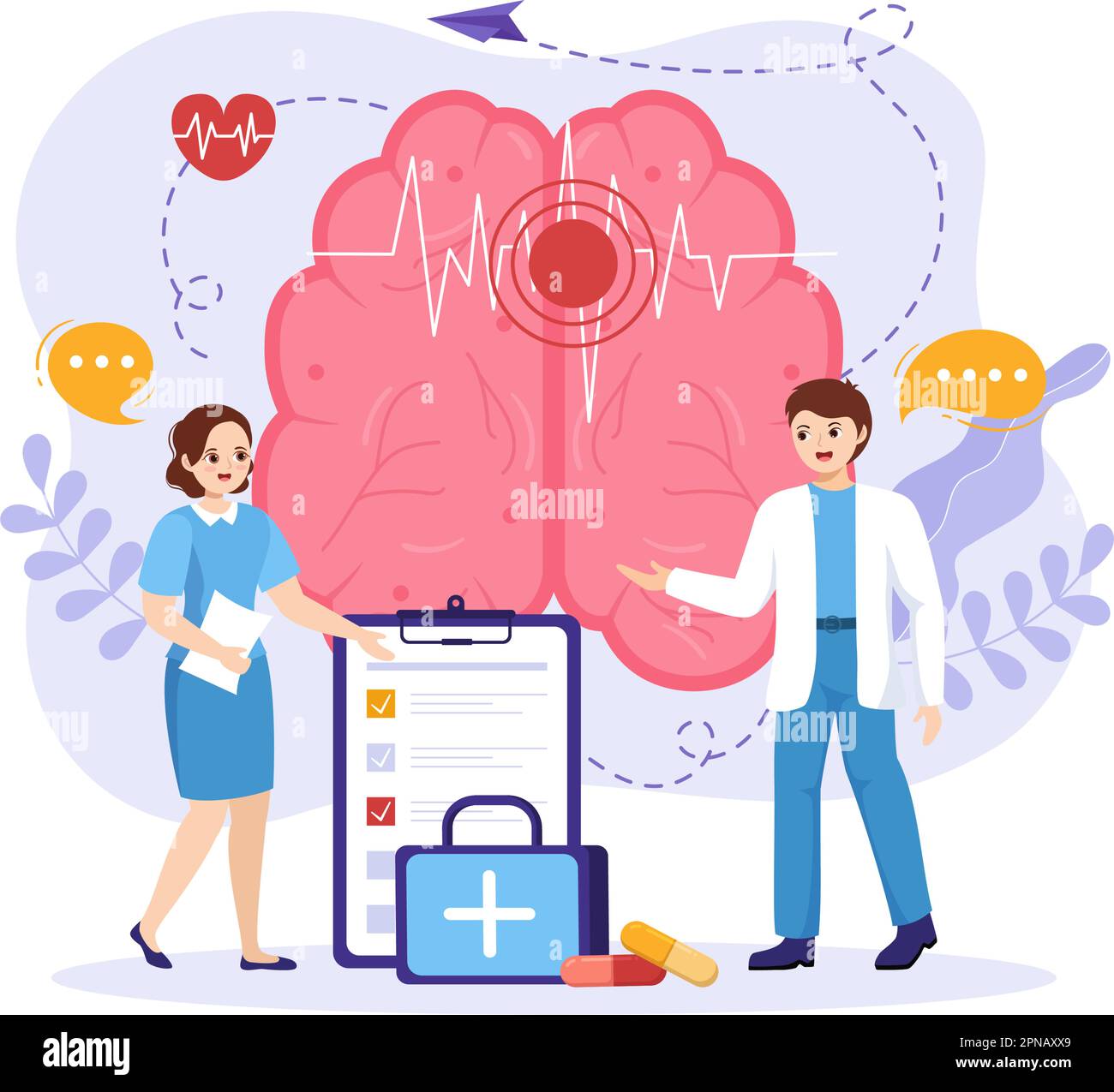 Human Brain Stroke Vector Illustration with Scientific Medical ...