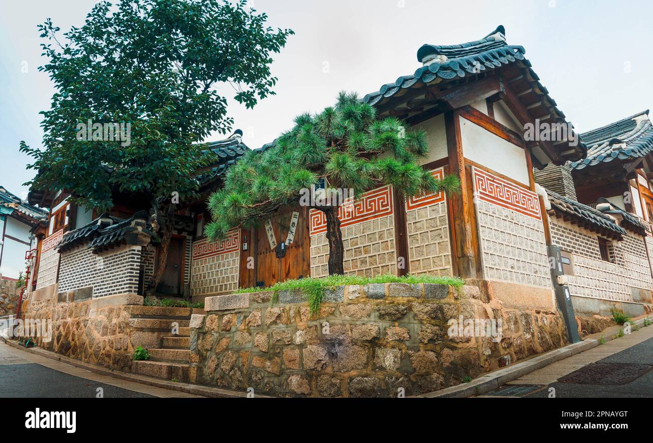 Hanok is a traditional house in South Korea. Bukchon Hanok Village is ...