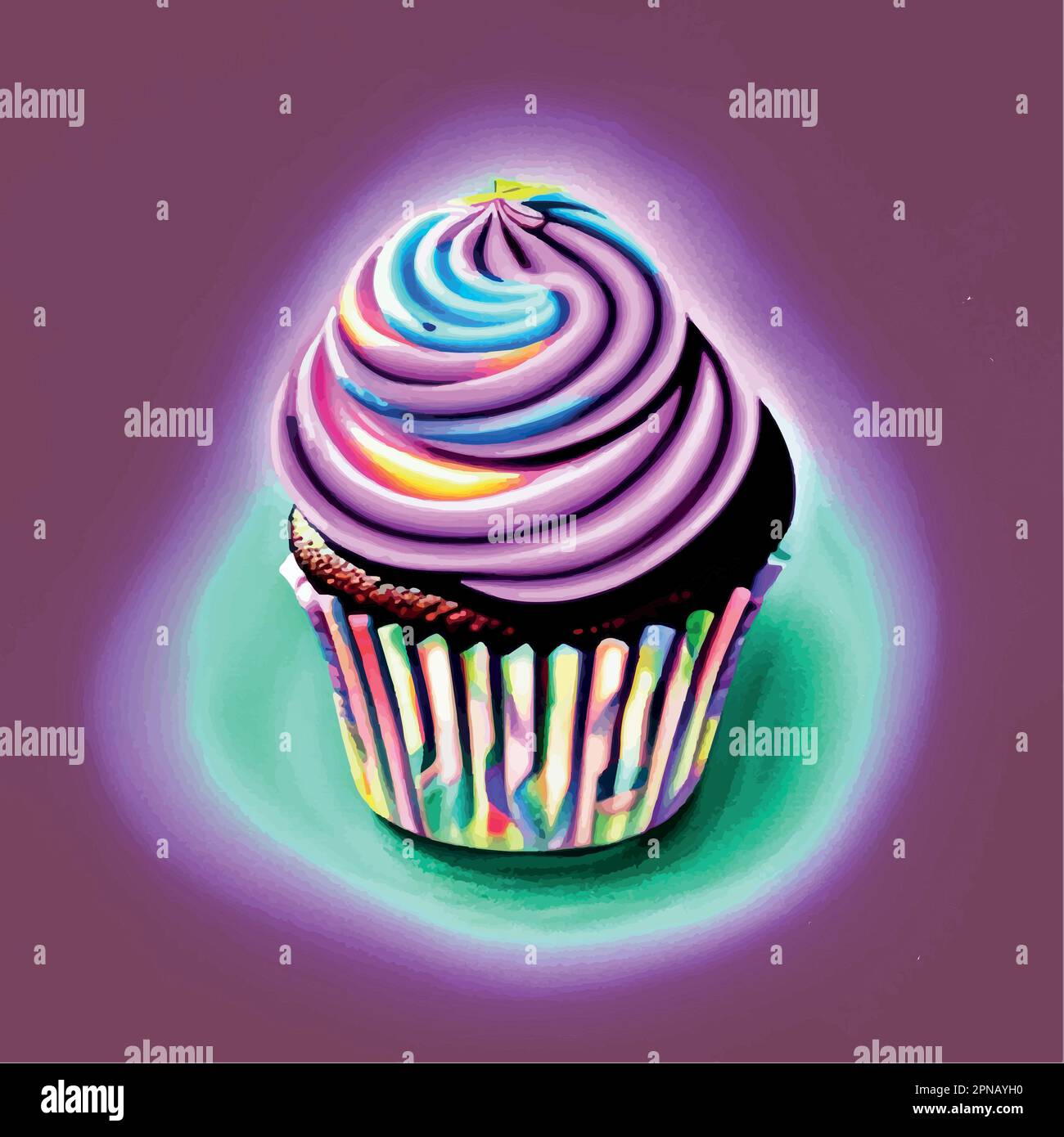 Cupcake icon. Version cupcake vector icon on colored background. Small ...