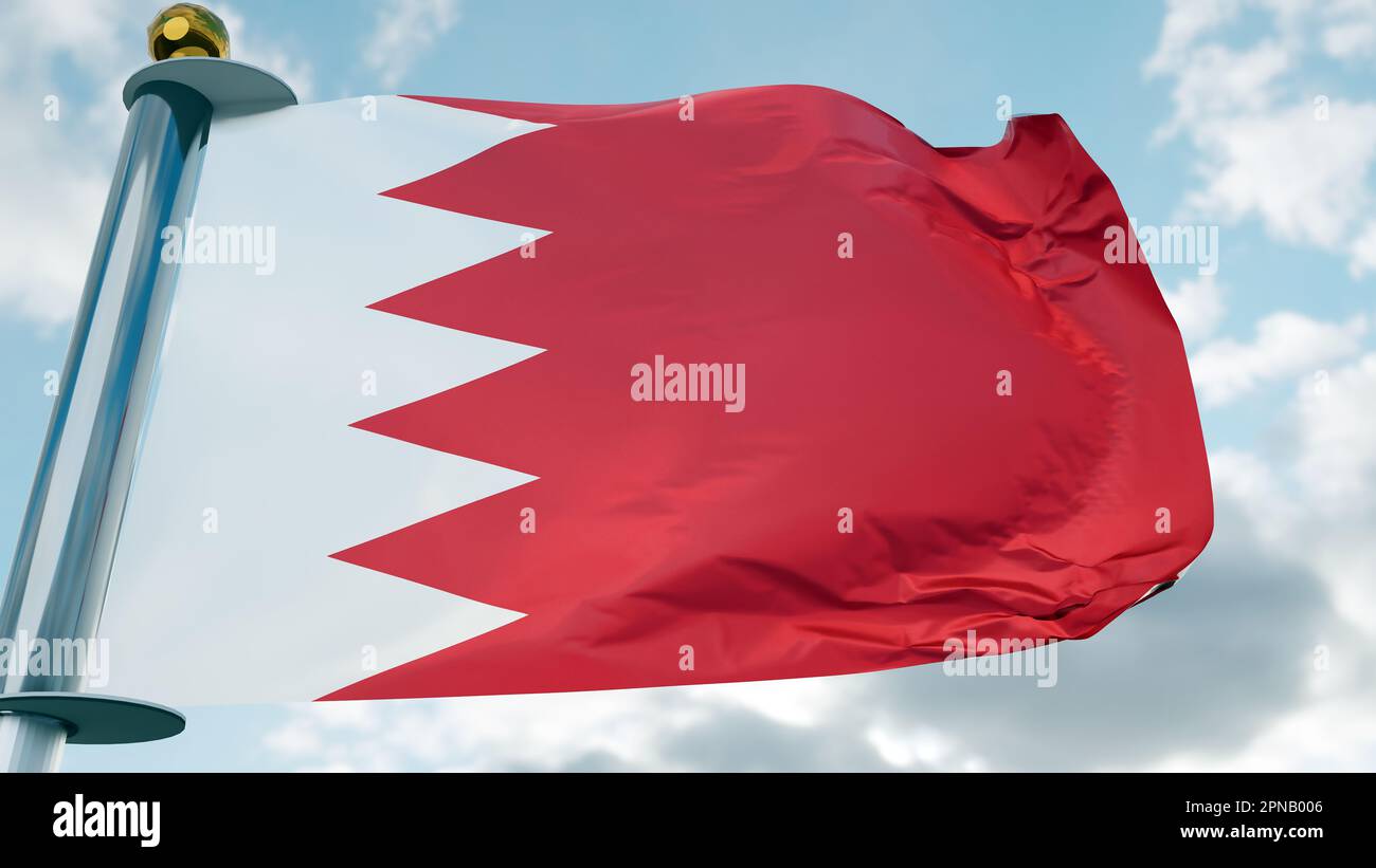 Flag of Bahrain Waving in the wind, Bahrain National flag wave, fabric ...
