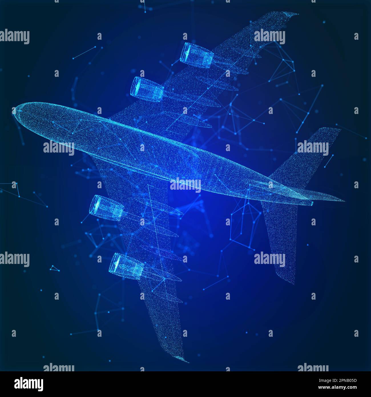 Travel plane. Airplane digital with line,dot. future air transport ...