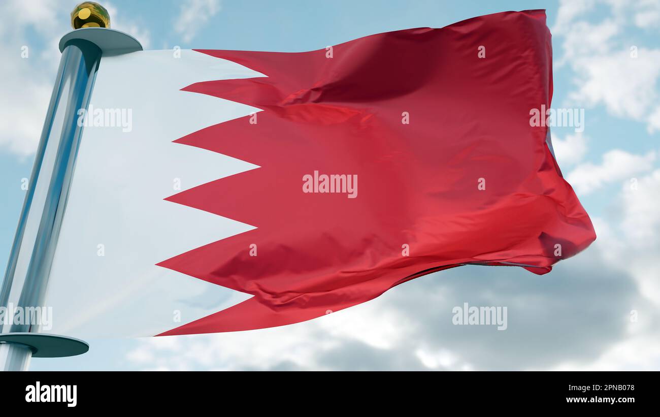 Flag of Bahrain Waving in the wind, Bahrain National flag wave, fabric ...