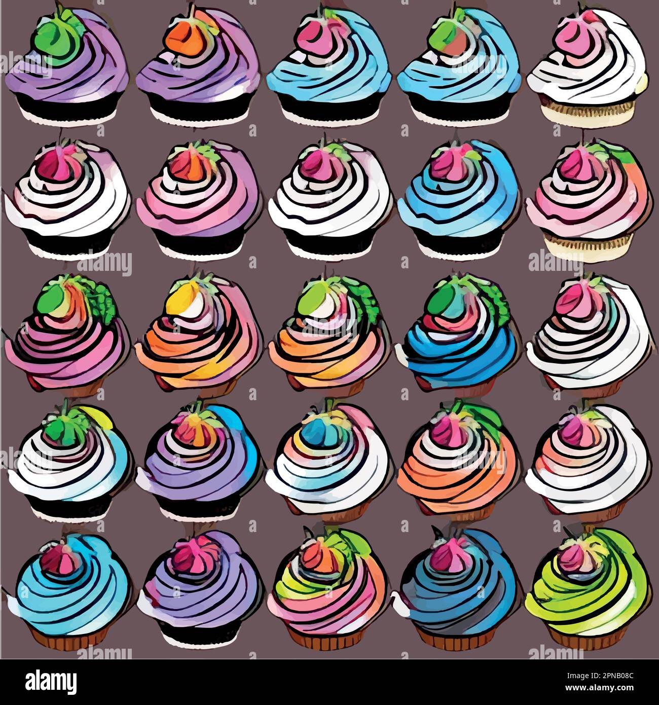 Cupcake icon. Version cupcake vector icon on colored background. Small ...