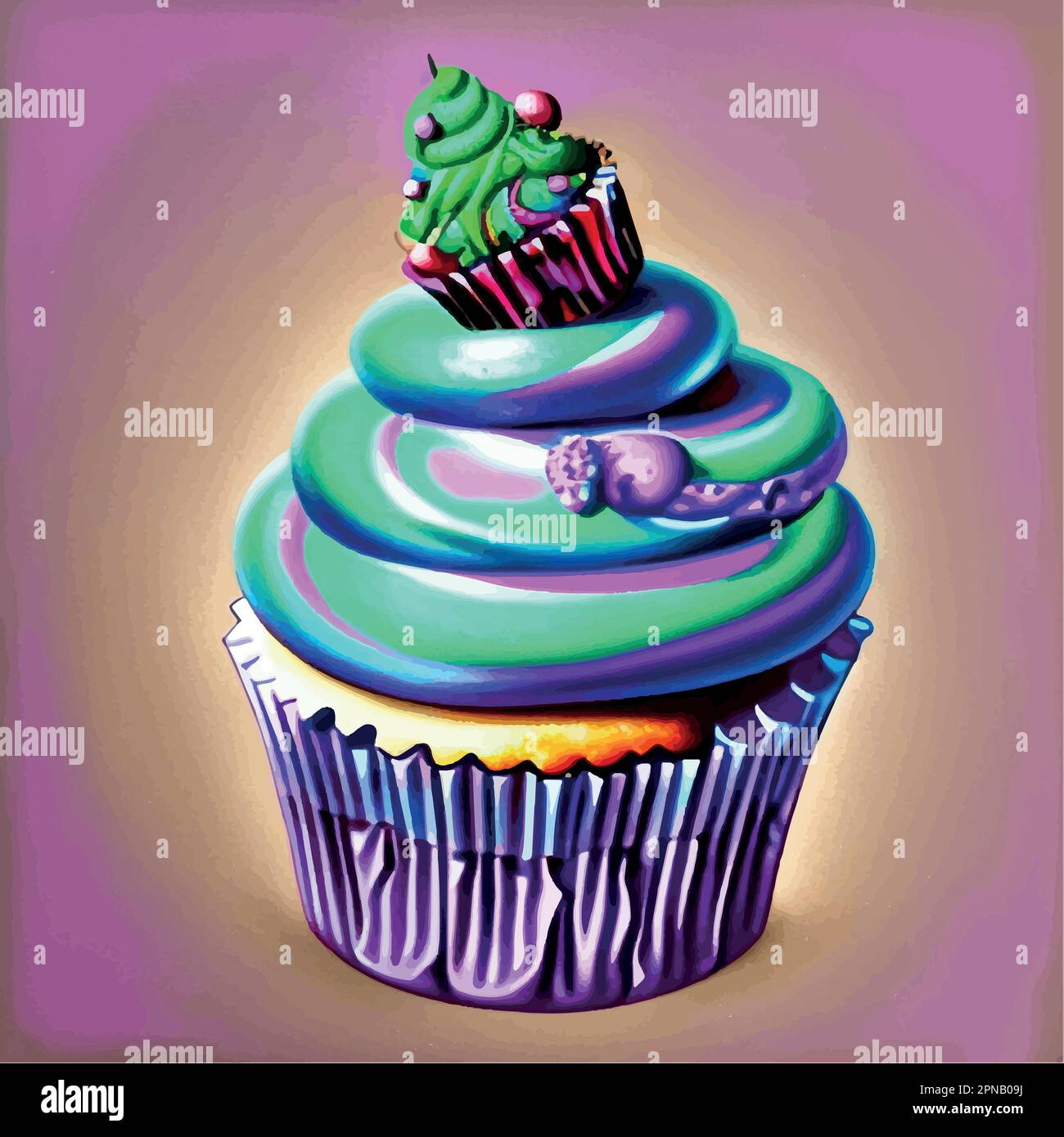 Cupcake icon. Version cupcake vector icon on colored background. Small ...