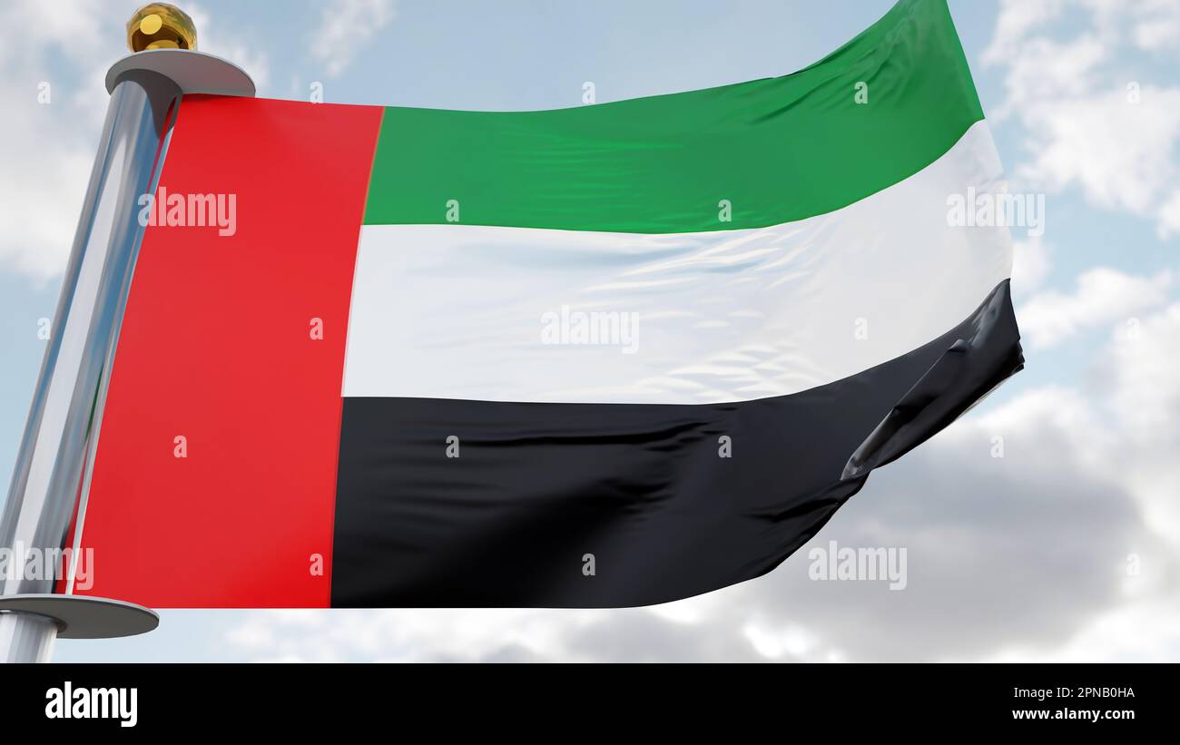 Flag of United Arab Emirates Waving in the wind, uae National flag wave ...