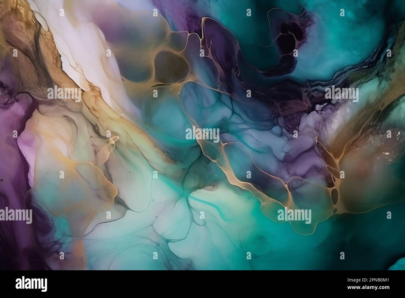 Abstract blue, purple and gold alcohol ink art background Stock Photo ...