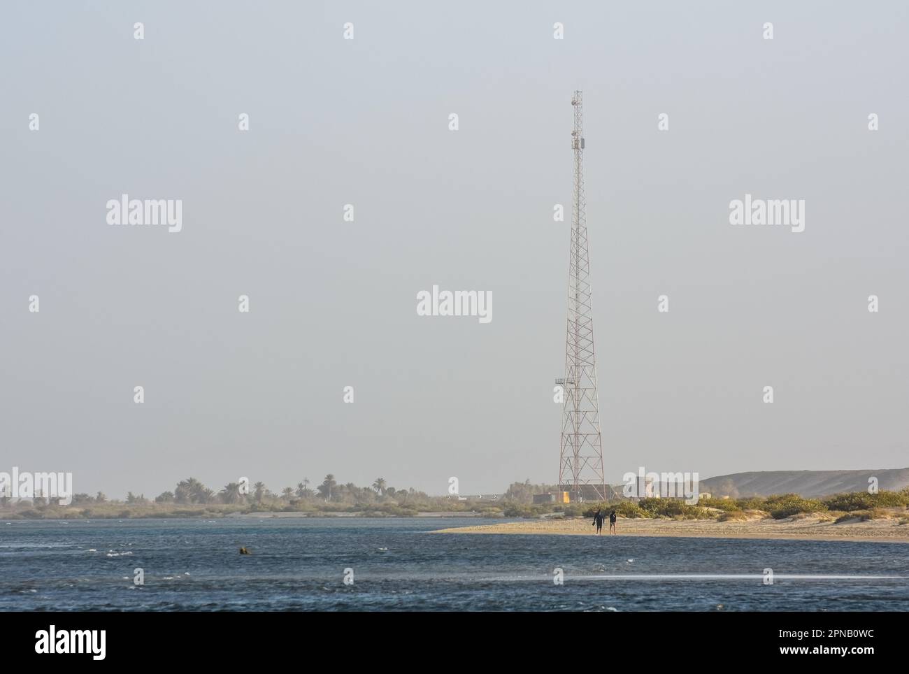 very high antenna at the beach from the red sea in egypt Stock Photo ...