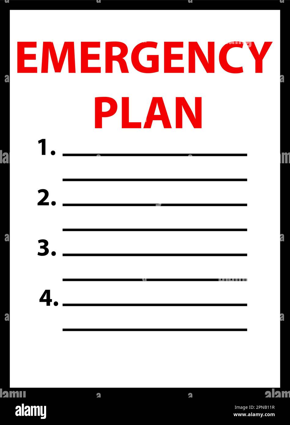 Emergency plan on paper on white background. Emergency plan documents ...
