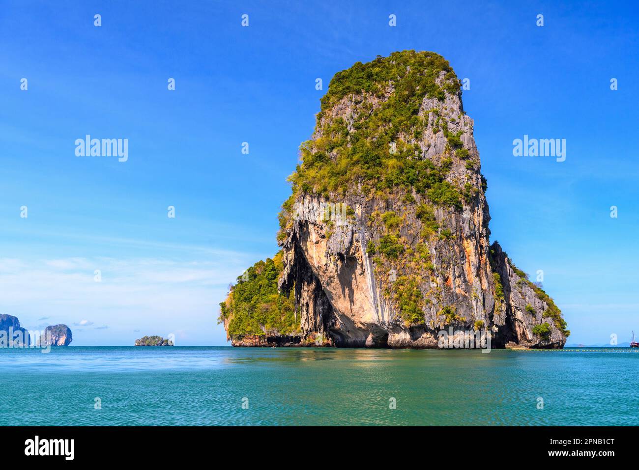 Huge cliff rock in azure water, Ko Rang Nok, Ao Phra Nang Beach, Ao ...