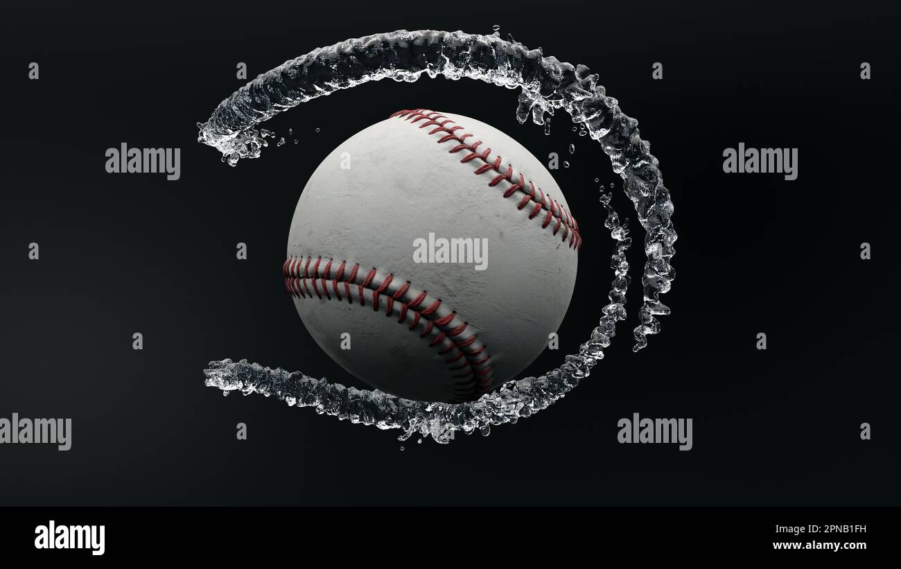 baseball ball Splashing, black background, wrapped in and water, Splash ...