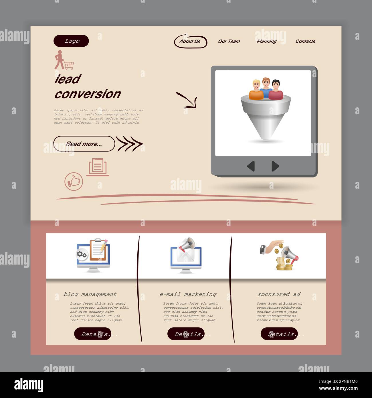 Lead conversion flat landing page website template. Blog management, e ... Lead conversion flat landing page website template. Blog management, e ...