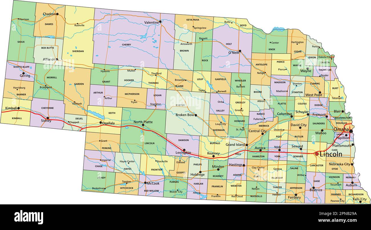 Large Map Of Nebraska Showing Cities Omaha And Environs.: Geographicus