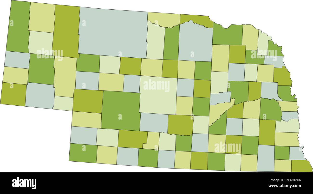 Highly detailed editable political map with separated layers. Nebraska ...