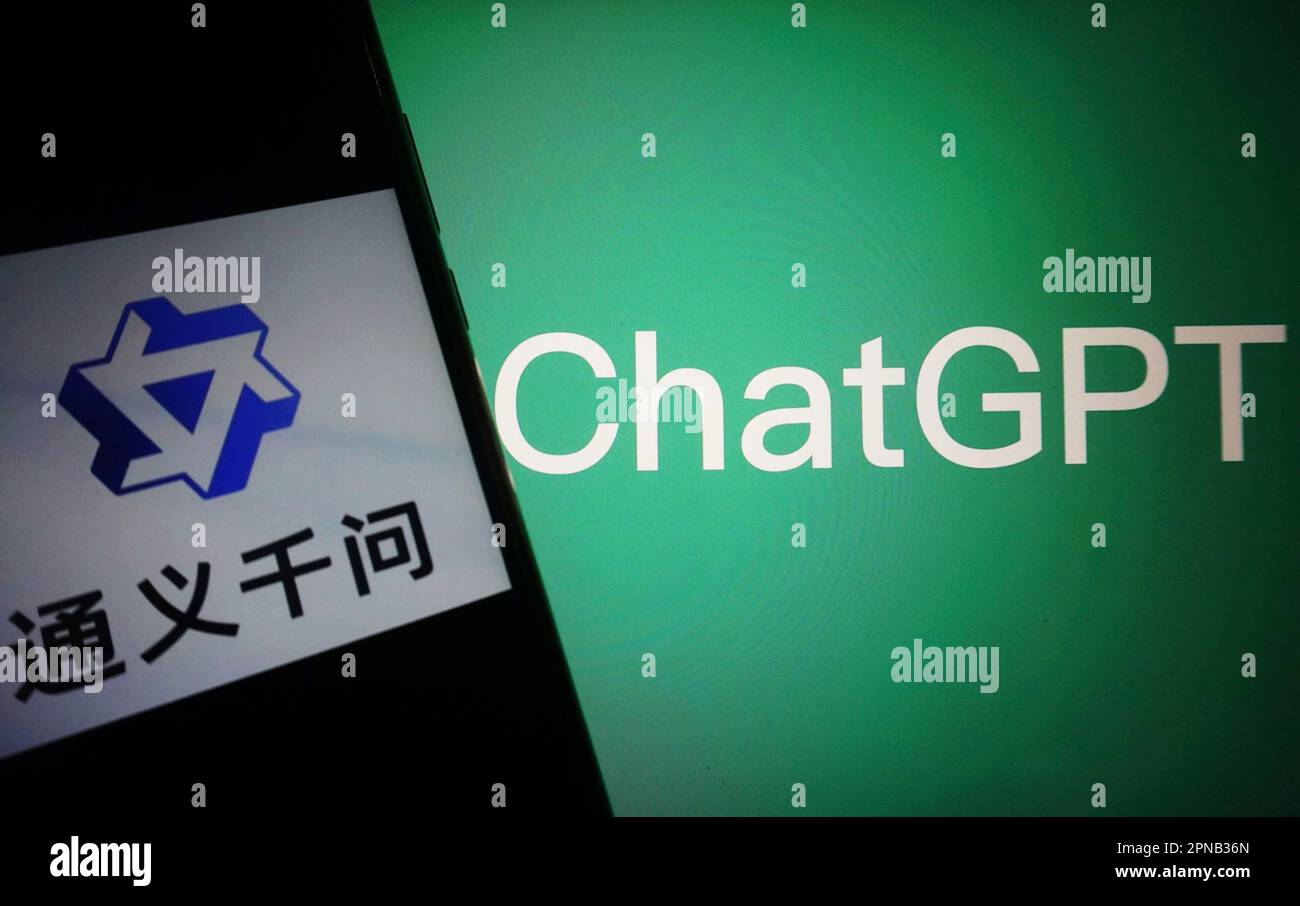 Logos of OpenAI''s ChatGPT and Alibaba Cloud's AI big language model ... Logos of OpenAI''s ChatGPT and Alibaba Cloud's AI big language model ...