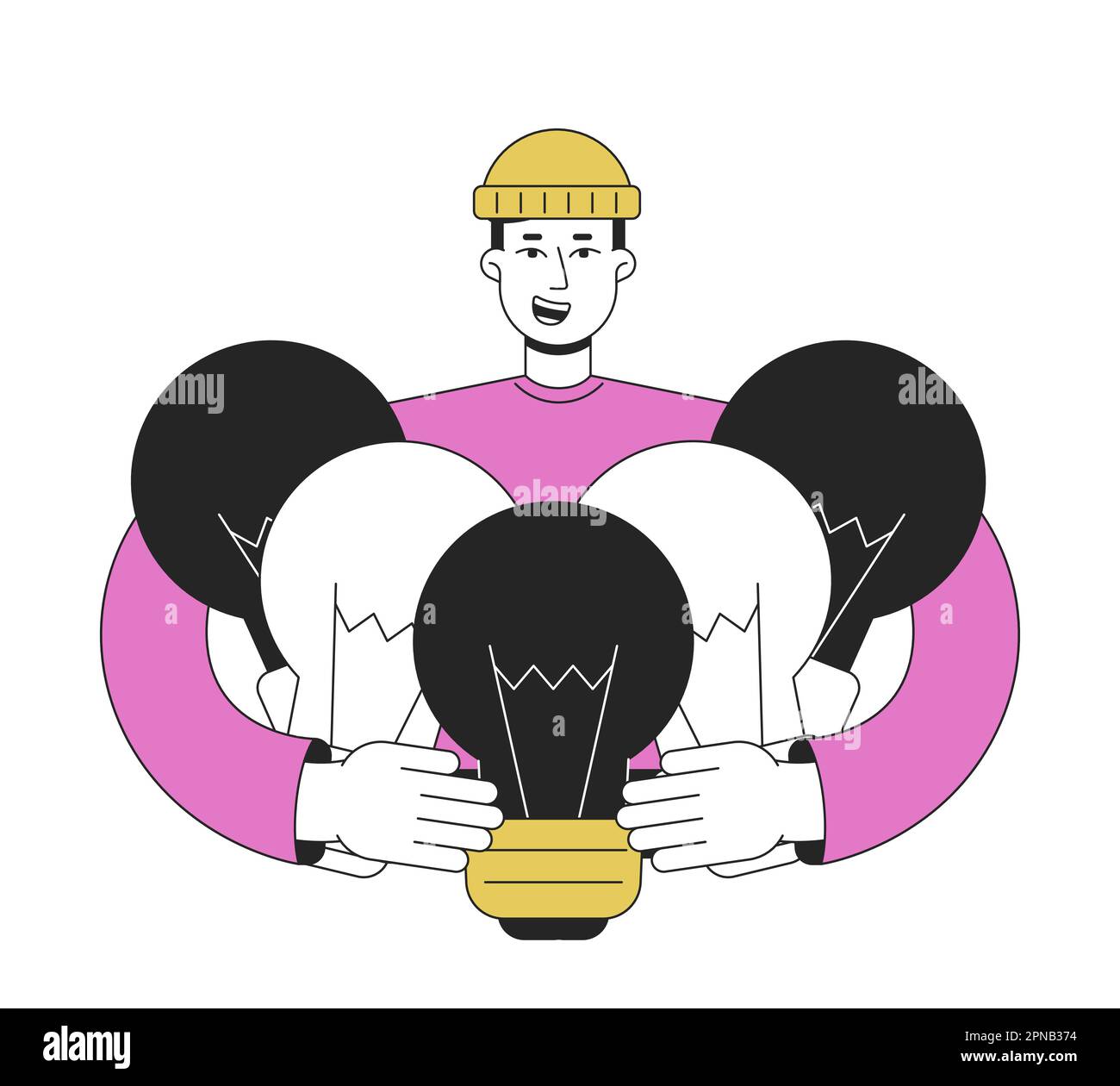 Overwhelmed with ideas for startup flat line concept vector spot ...