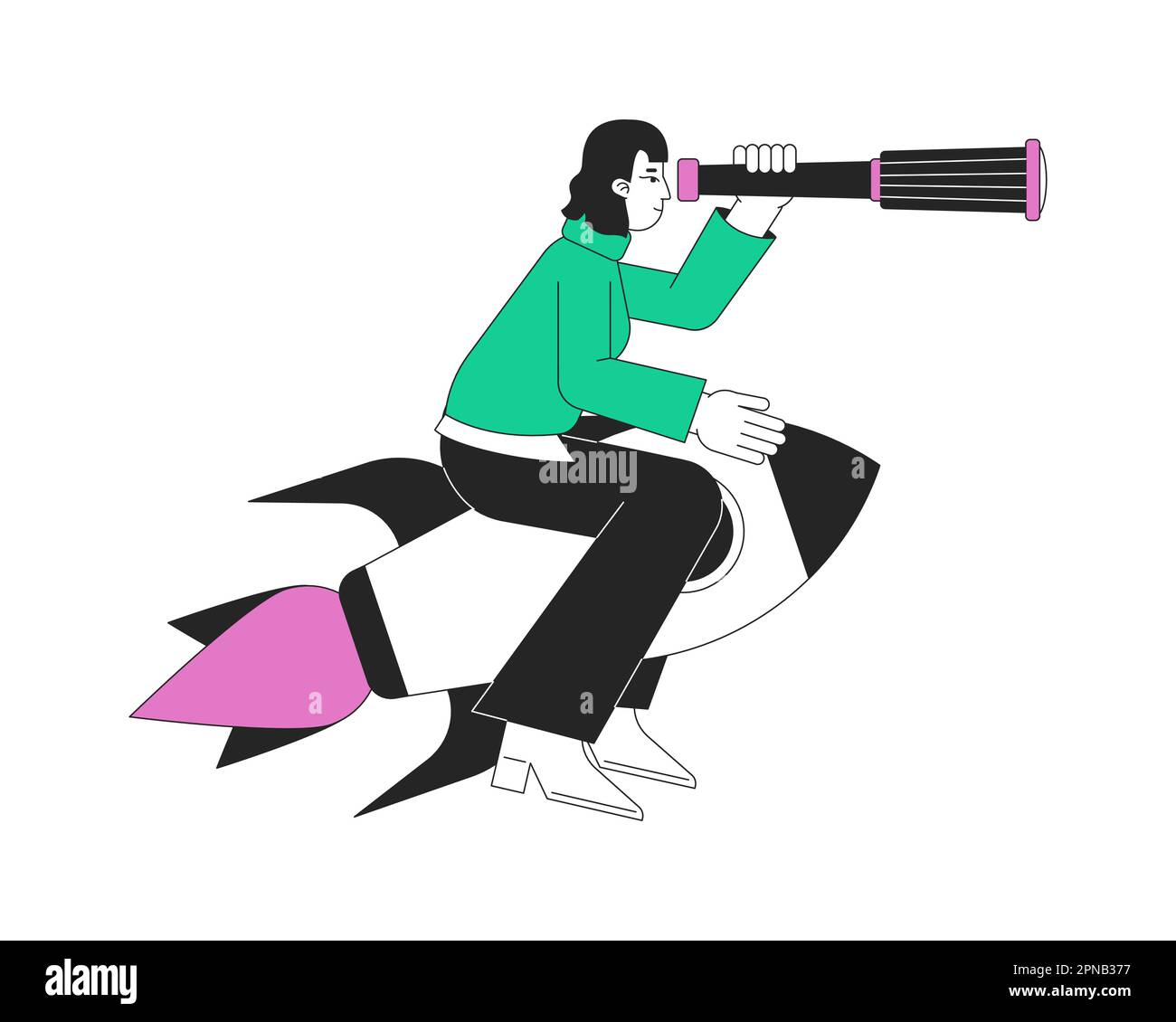 Startup launch flat line concept vector spot illustration Stock Vector ...