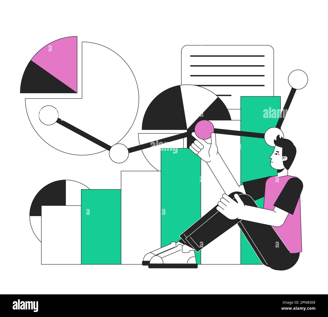Optimize startup workflow flat line concept vector spot illustration ...
