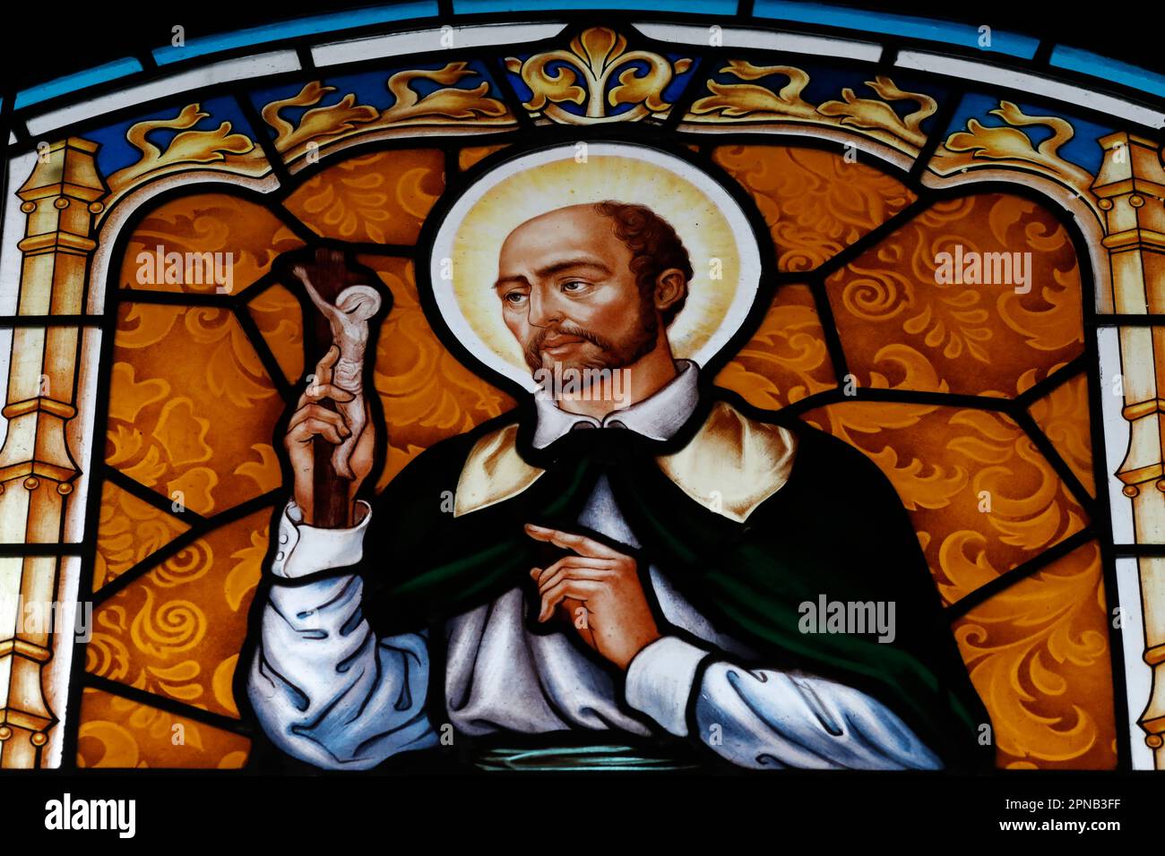 Thi Nghe Church. Stained glass. Saint Francis Xavier was a Catholic ...