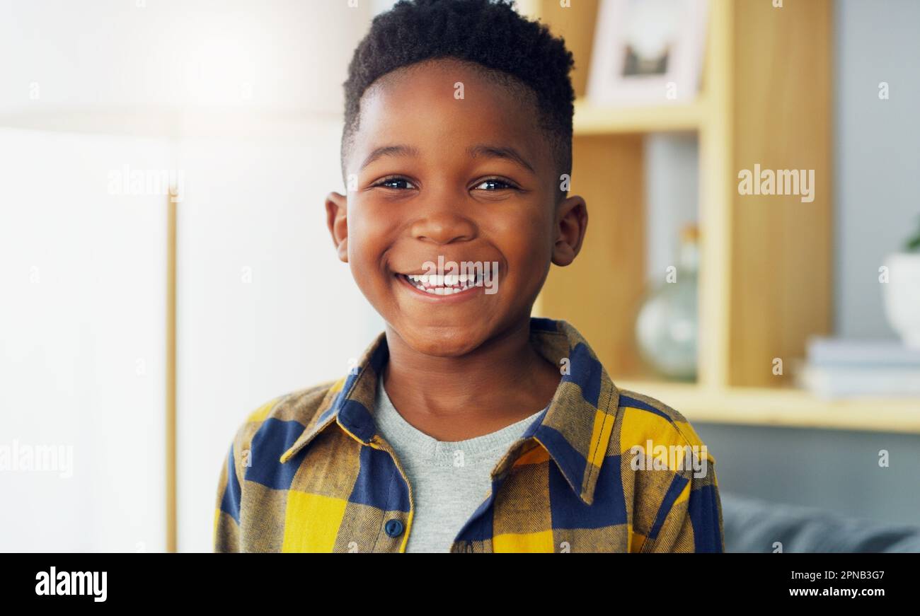 Im just a happy chappy. Portrait of an adorable little boy smiling and ...