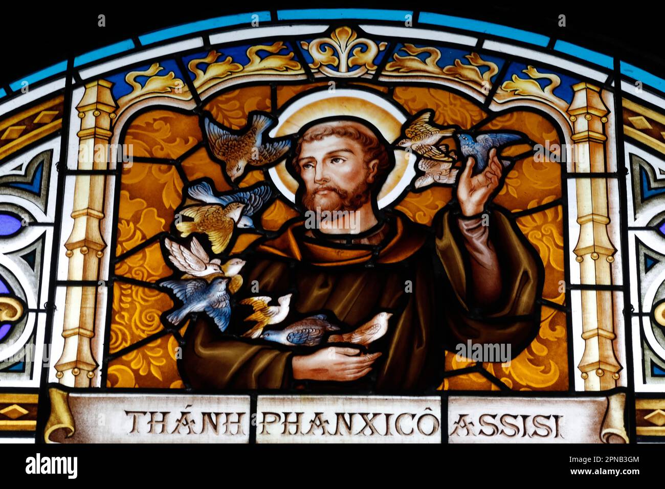 Thi Nghe Church. Stained glass. Saint Francis of Assisi was an Italian ...