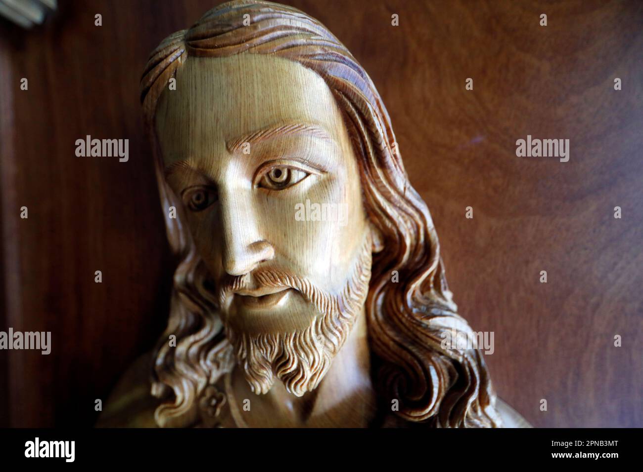 Church of the Sacred Heart of Jesus ( Nha Tho Tan Dinh ). Wooden statue ...