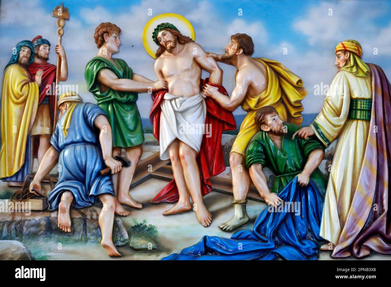 Fatima church. Passion of Christ. Way of the cross. 10th Station: Jesus ...