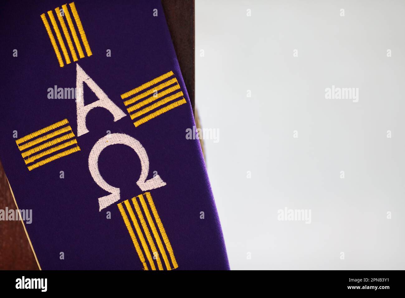 Sacred stole with Alpha and Omega Symbols. Ho Chi Minh City. Vietnam ...