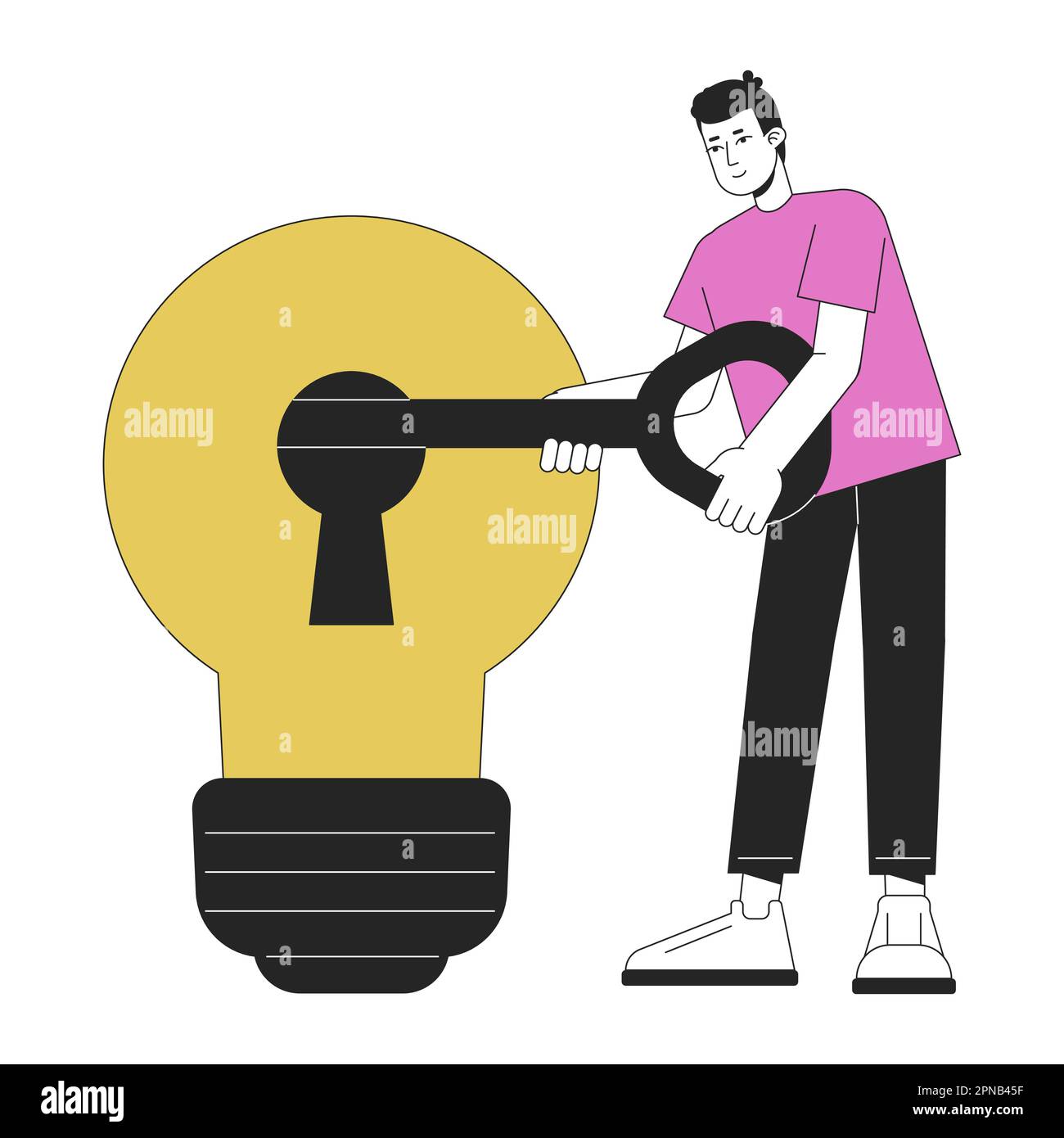 Unlock good idea for startup flat line concept vector spot illustration ...